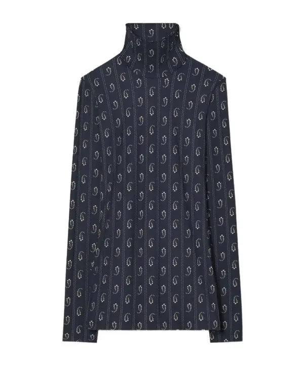 Tory Burch Paisley Print Turtleneck Top