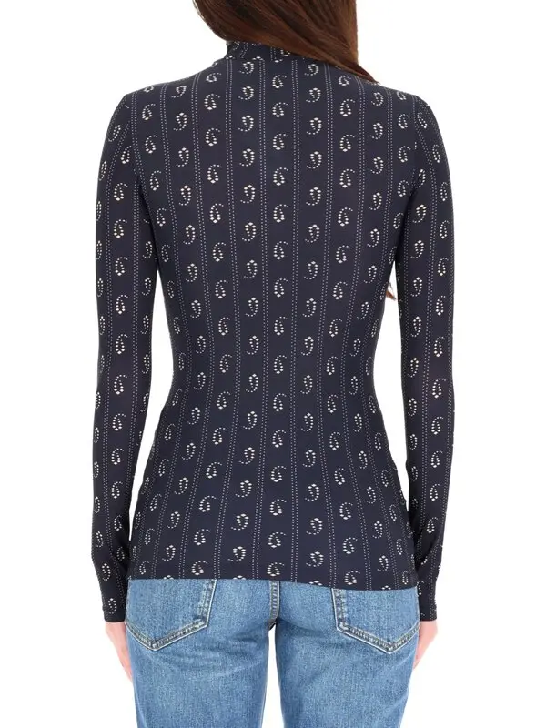 Tory Burch Paisley Print Turtleneck Top