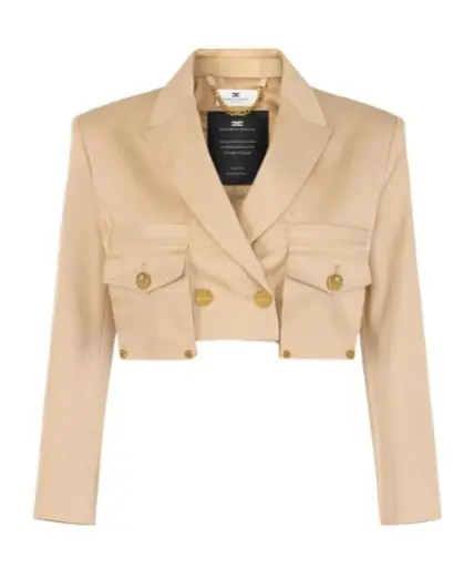 Elisabetta Franchi Cargo-pocket Double-breasted Jacket - Camel