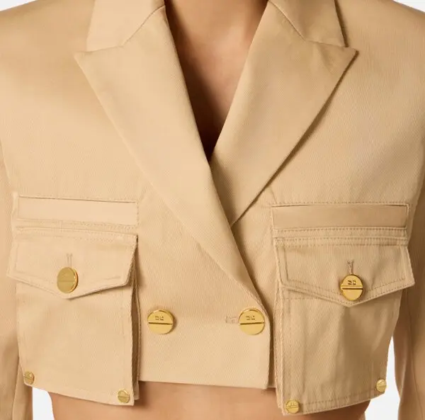 Elisabetta Franchi Cropped Double-breasted Jacket With Cargo Pockets