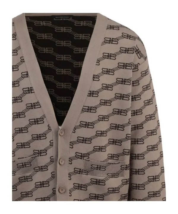 Balenciaga Licence V-neck Cardigan With All-over Logo Pattern