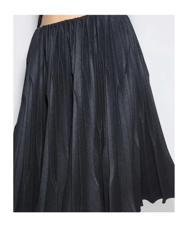 Alaïa Pleated Merino Flannel Midi Skirt - Navy
