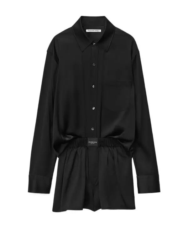 Alexander Wang Logo Label Belted Playsuit - Black