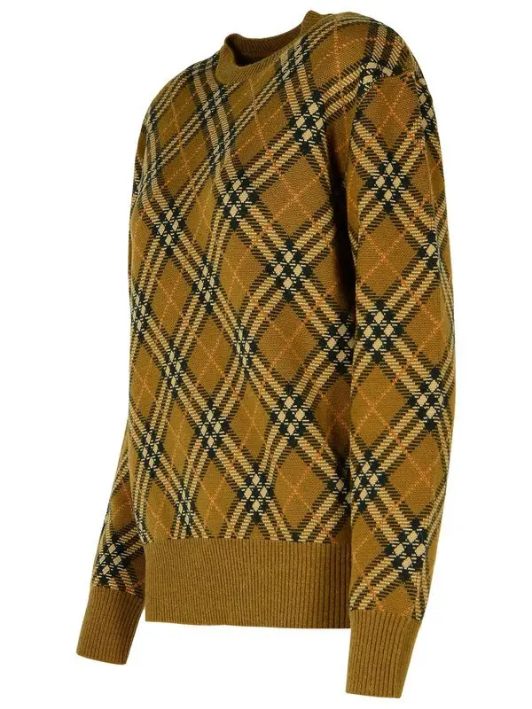 Burberry Checked Knitted Crewneck Jumper