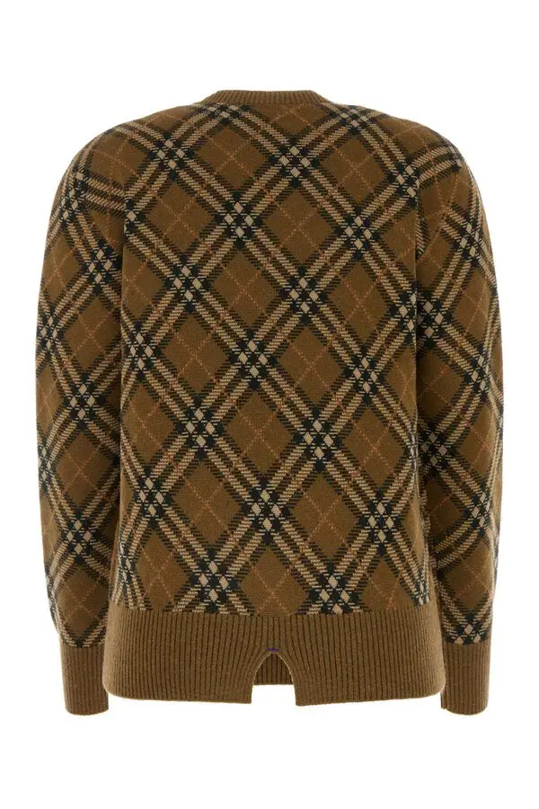 Burberry Checked Knitted Crewneck Jumper
