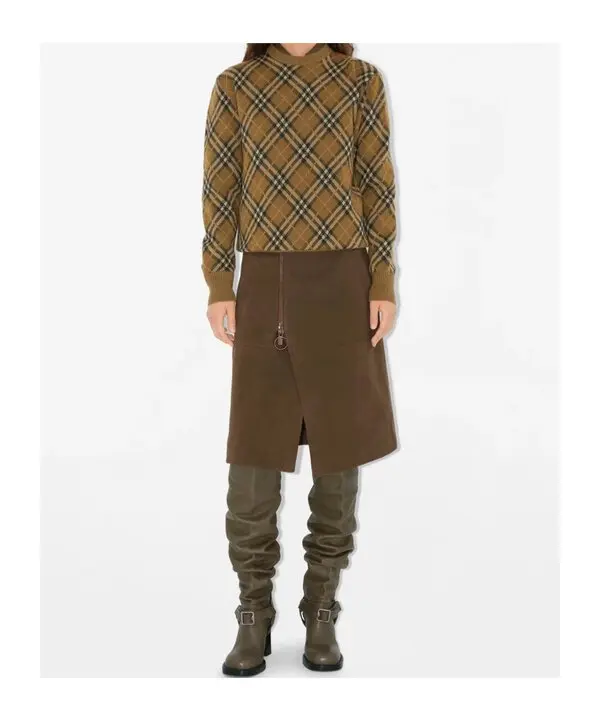 Burberry Checked Knitted Crewneck Jumper