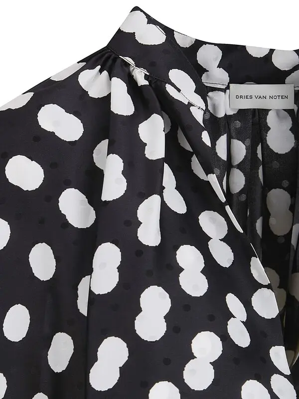 Dries Van Noten Polka-dot Jacquard Long Sleeve Top