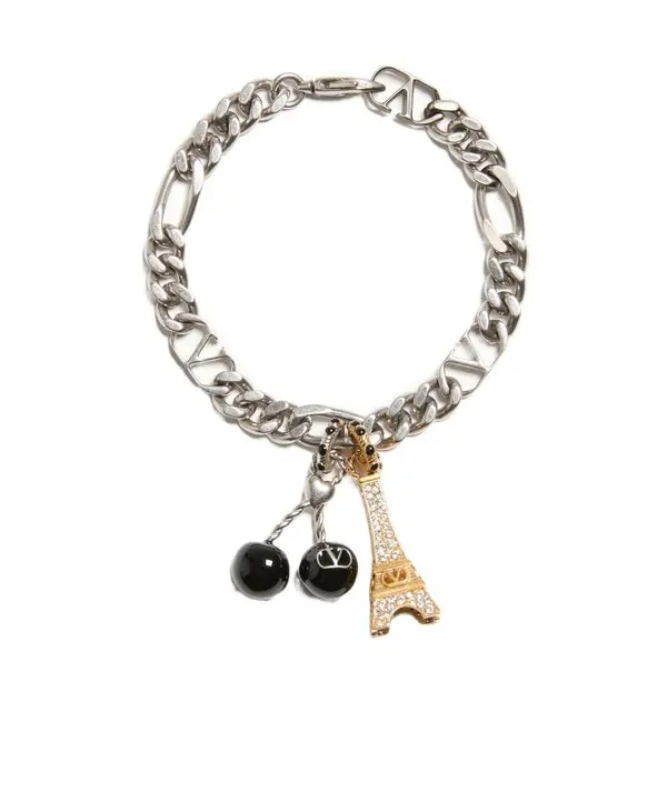 Valentino Garavani Metal, Enamel, And Swarovski Crystal Bracelet - Multicolor