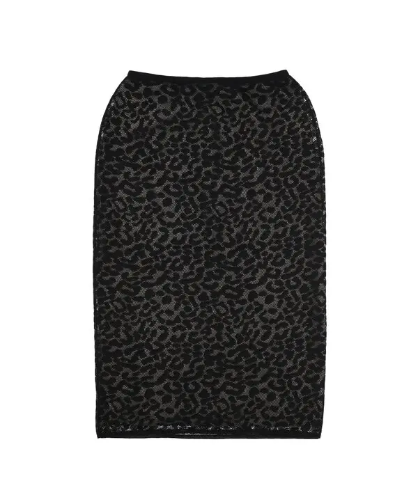 Theory Leopard Lace Pencil Skirt - Black
