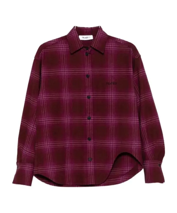 Attico Check Patterned Embroidered Logo Shirt - Red