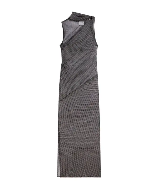 COURREGES Draped Mesh Dress - Black/ruby Red