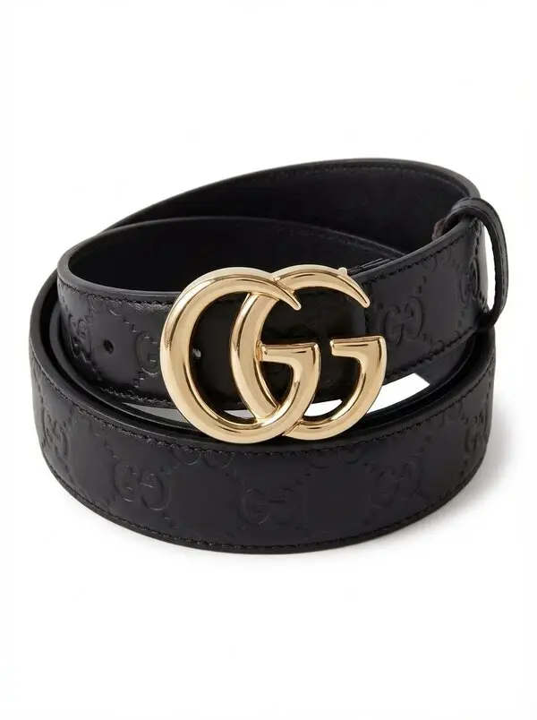Gucci Gg Milano Belt With Double G Buckle - Black