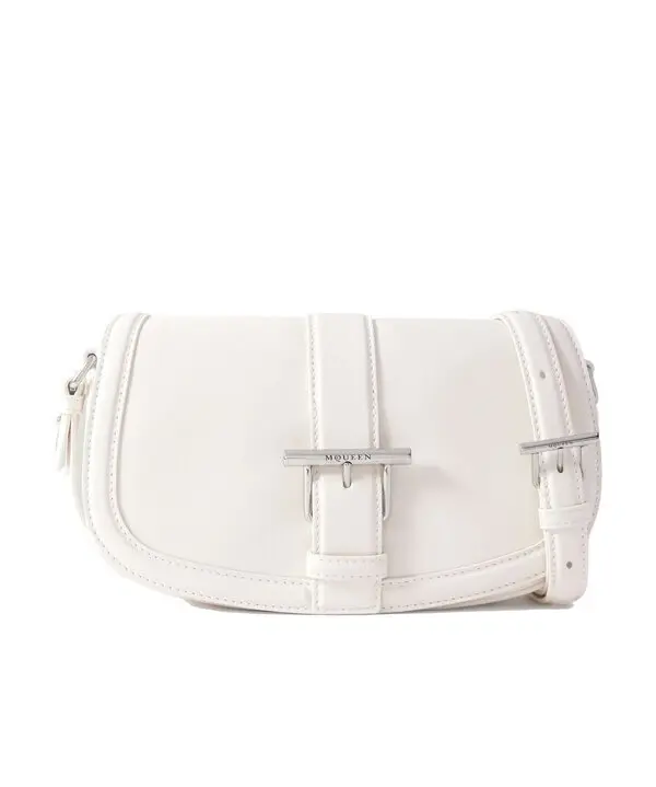 Alexander McQueen Buckle-embellished Leather Shoulder Bag - Ivory
