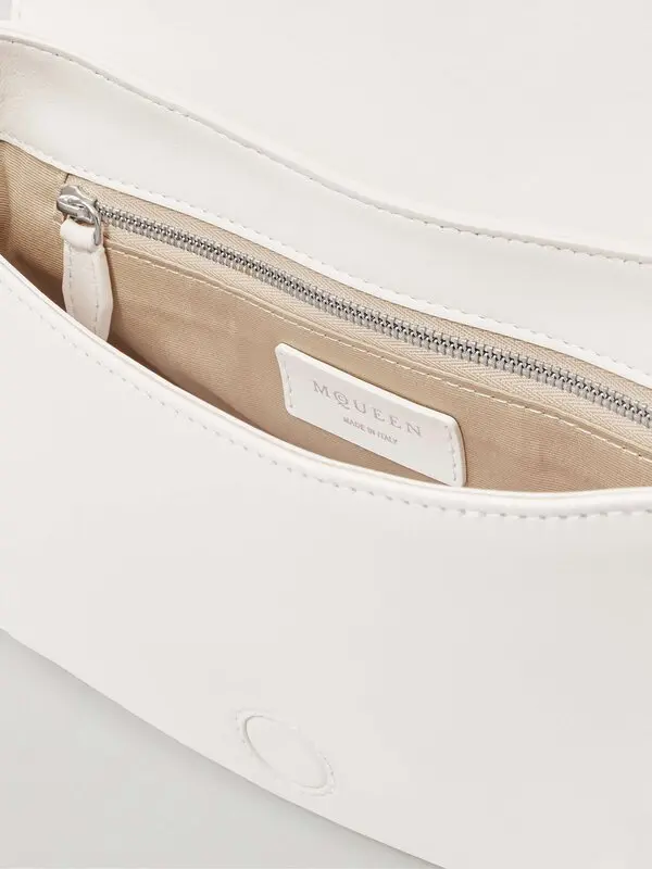 Alexander McQueen Buckle-embellished Leather Shoulder Bag - Ivory