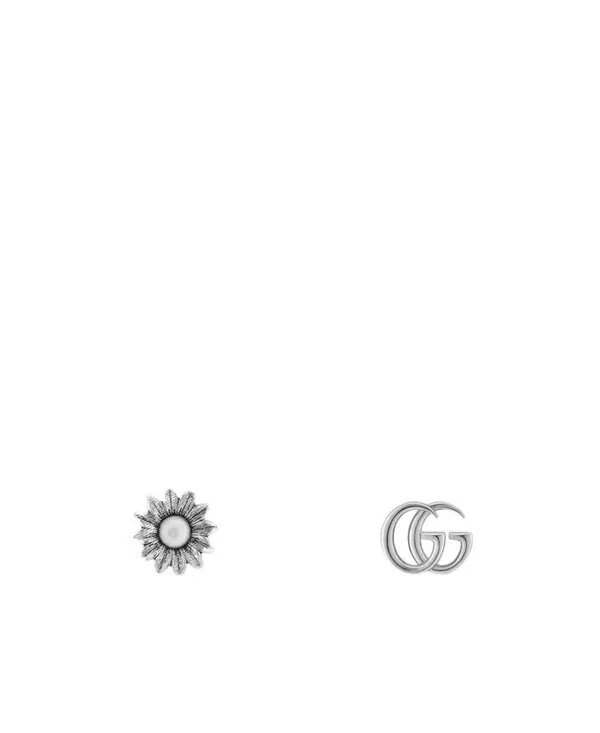 Gucci Gg Marmont Stud Earrings With Mother-of-pearl - Gray