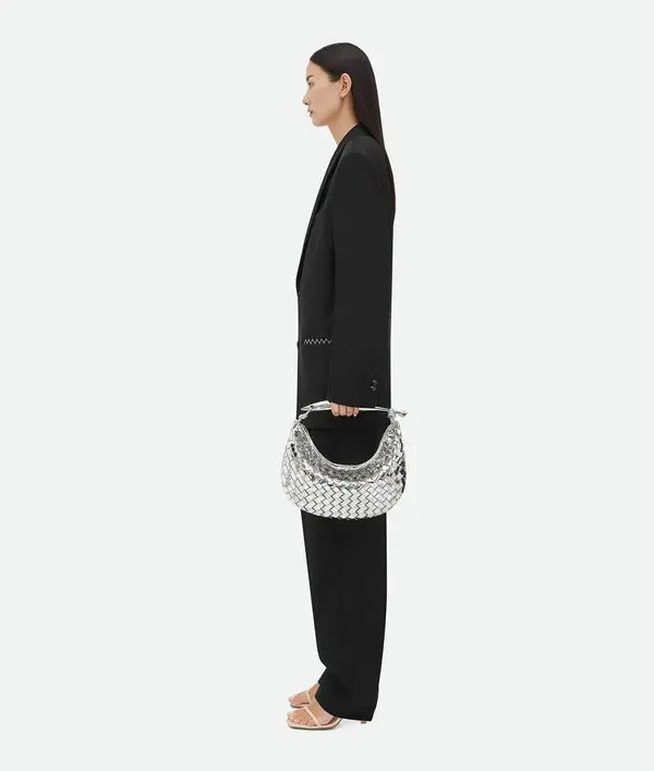 Bottega Veneta Woven Detail Small Handbag - Silver