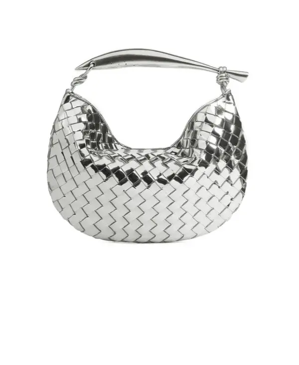 Bottega Veneta Woven Detail Small Handbag - Silver