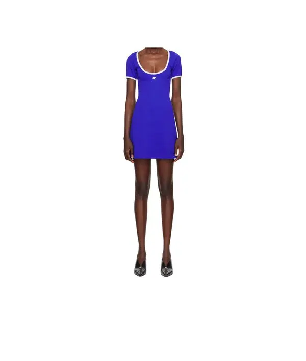 COURREGES Courrges Holistic Scoop-neck Mini Dress - Blue