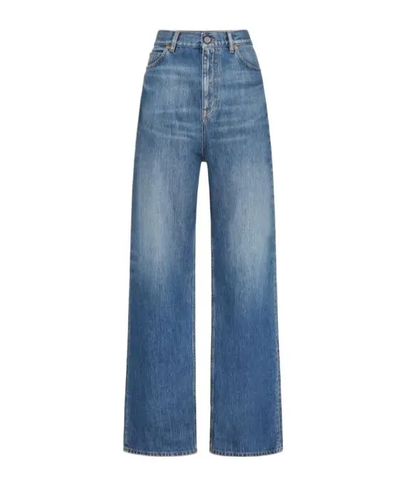Valentino Garavani Logo Patch Straight Leg Jeans - Blue
