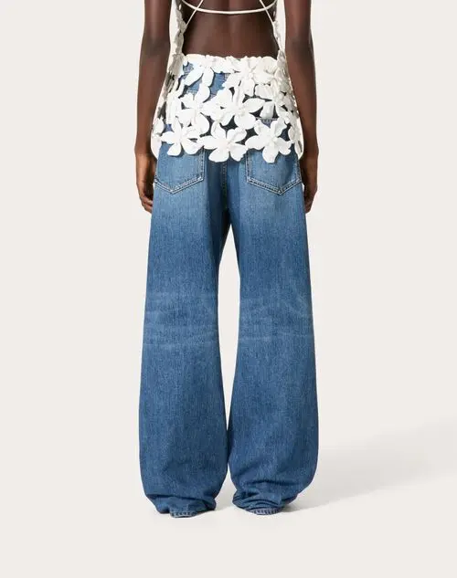 Valentino Garavani Logo Patch Straight Leg Jeans - Blue