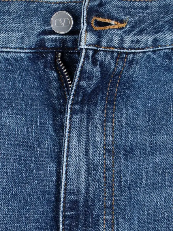 Valentino Garavani Logo Patch Straight Leg Jeans