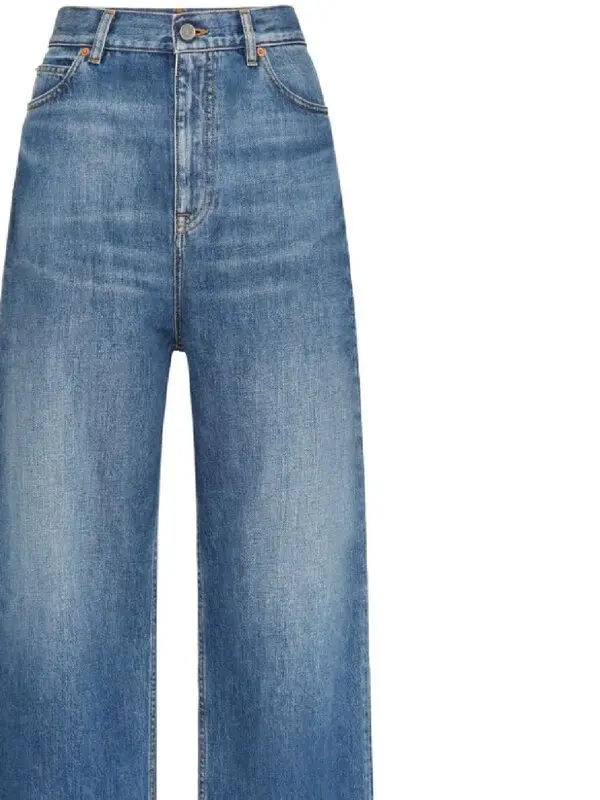 Valentino Garavani Logo Patch Straight Leg Jeans