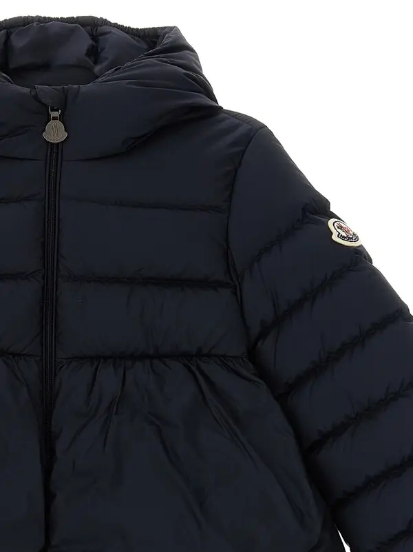 Moncler Odile Flared Puffer Coat With Hood - Blue