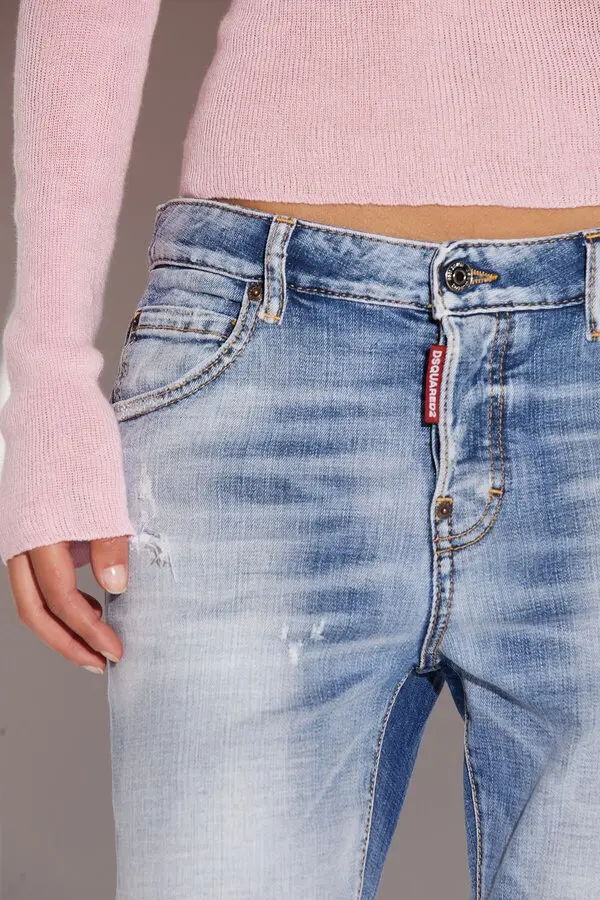 Dsquared2 Slim-fit Distressed Jeans With Multi-pocket Design - Pink