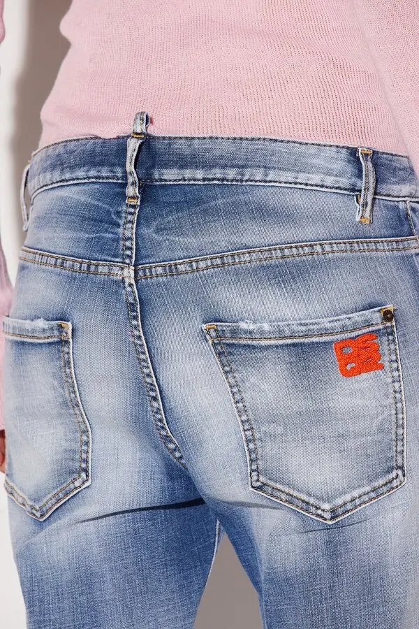 Dsquared2 Slim-fit Distressed Jeans With Multi-pocket Design - Pink