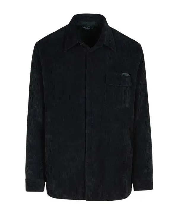 Dolce & Gabbana Dolce Gabbana Logo Plaque Velvet Shirt