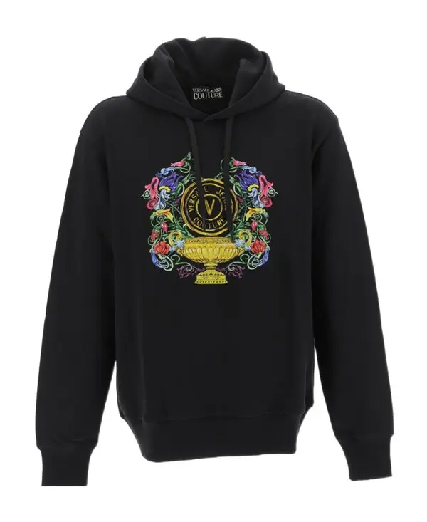 Versace Logo-printed Drawstring Hoodie - Black