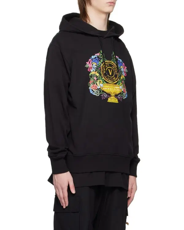 Versace Logo-printed Drawstring Hoodie - Black