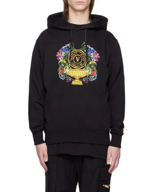 Versace Logo-printed Drawstring Hoodie - Black