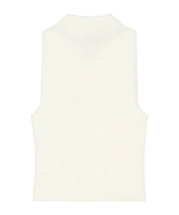 COURREGES Courrèges Mock-neck Cropped Ribbed Tank Top - White