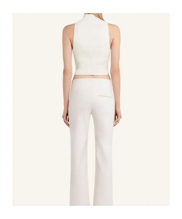 COURREGES Courrèges Mock-neck Cropped Ribbed Tank Top - White