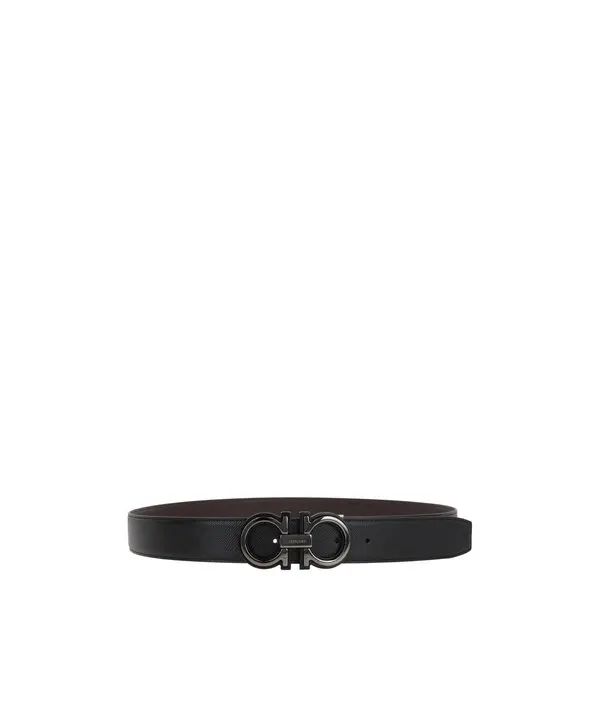 FERRAGAMO Double-sided Gancini Buckle Belt - Black