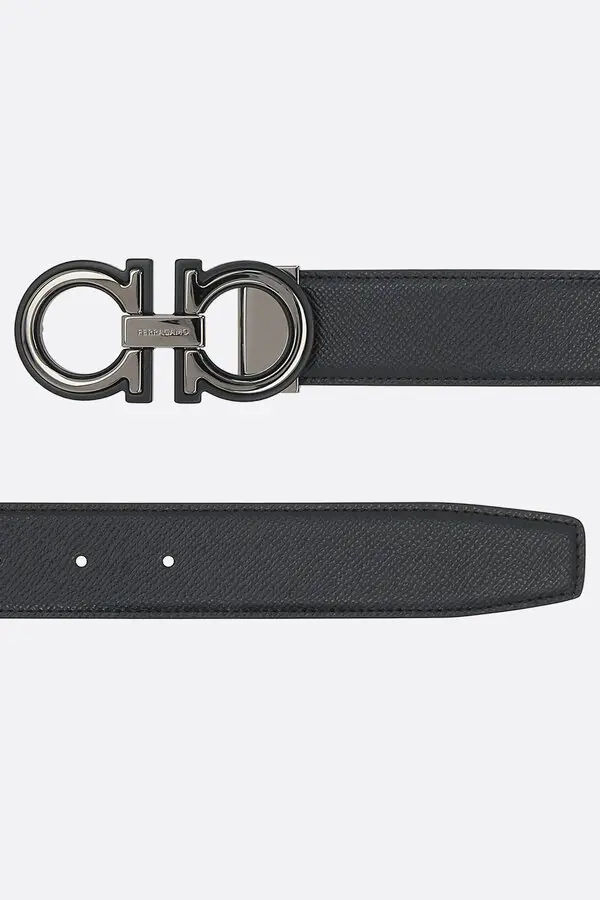 FERRAGAMO Double-sided Gancini Buckle Belt - Black