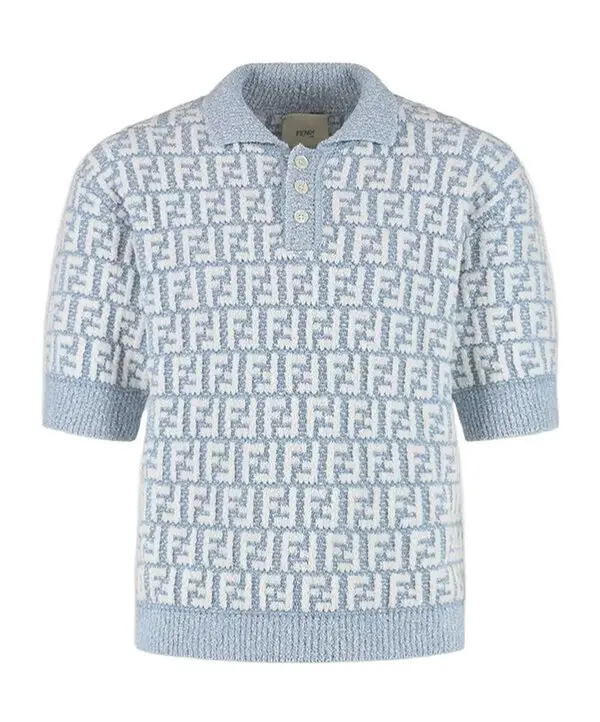 Fendi Knitted Polo Shirt With Ff Logo - White