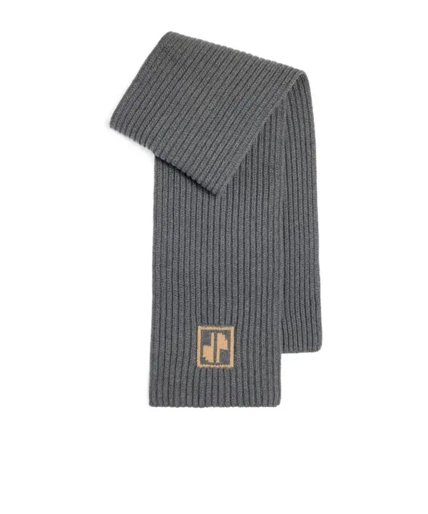 PATOU Logo Intarsia Knit Scarf - Grey