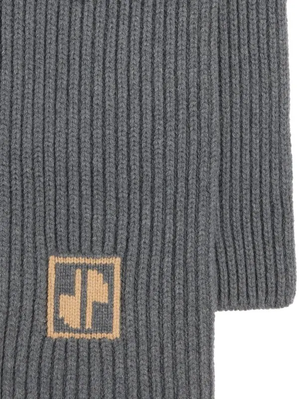 PATOU Logo Intarsia Knit Scarf - Grey