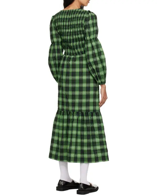GANNI Seersucker Check Maxi Dress