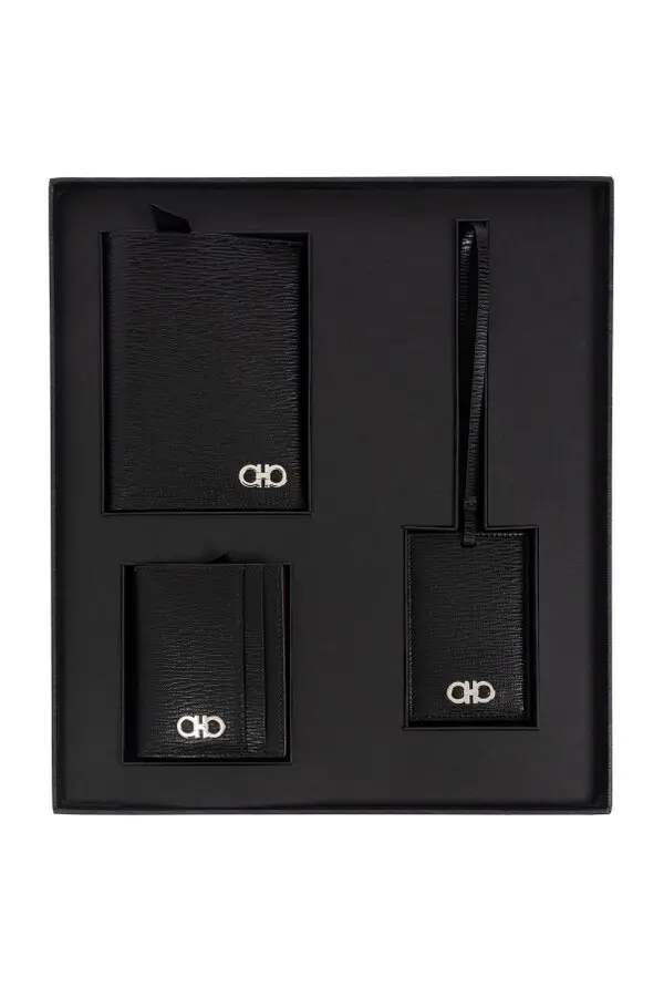 FERRAGAMO Logo Leather Wallet - Black