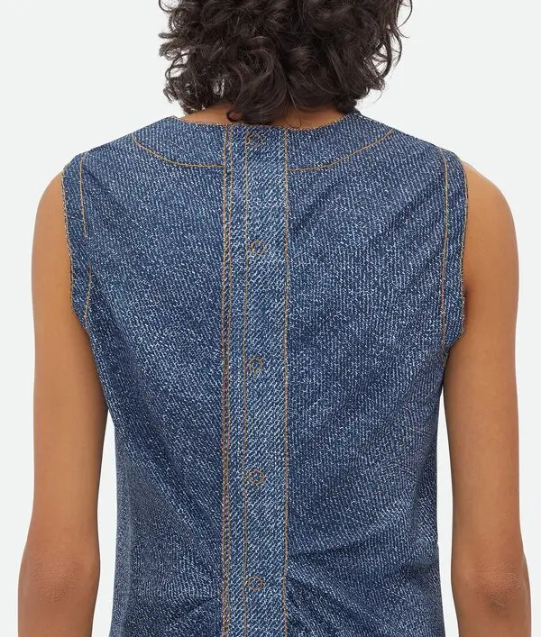 Bottega Veneta Sleeveless Printed Denim Dress