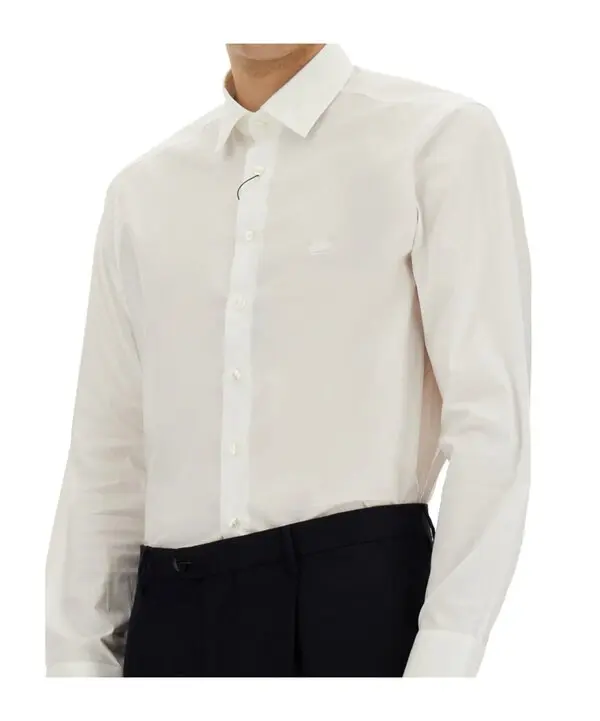 Etro Pegaso Embroidered Buttoned Poplin Shirt - White