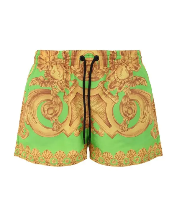 Versace Baroque Print Swim Shorts - Yellow