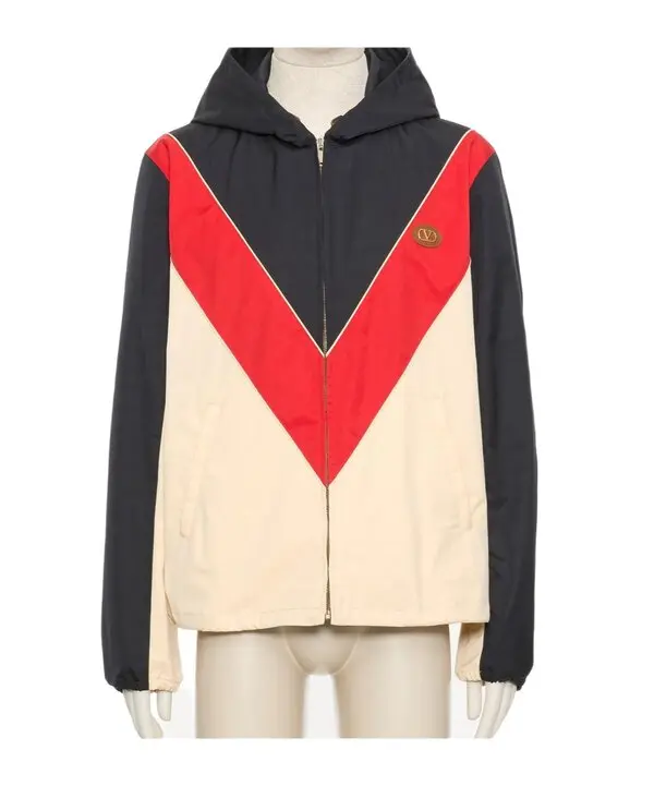 Valentino Garavani Vlogo Patch Hooded Windbreaker - Nude