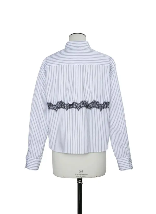 Sacai Striped Lace Embellished Shirt