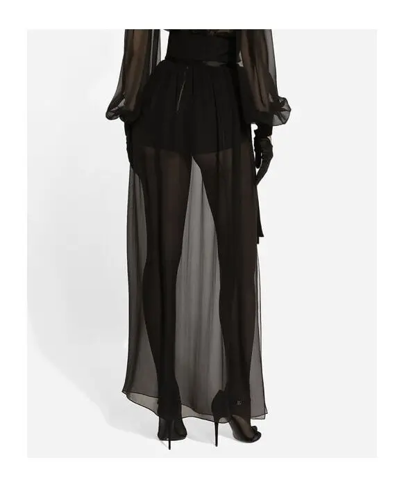 Dolce & Gabbana Belted Chiffon Midi Skirt