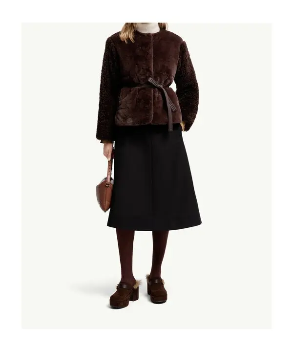 Moncler A-line Midi Skirt With Belted Waist And Slit Details - Black