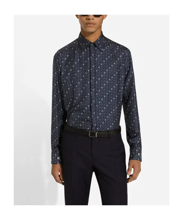 Dolce & Gabbana Dolce Gabbana Tie Printed Martini-fit Shirt - Blue